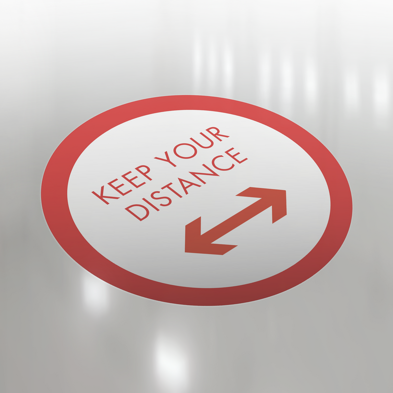 Social Distancing Floor Sticker: Keep Distance (Red) | GQ Signs Ltd