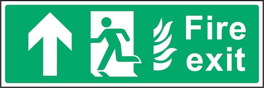 Fire Exit Sign: Forward Arrow (Flames) | GQ Signs Ltd