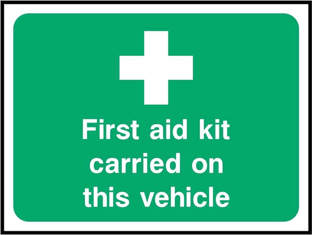 First Aid Sign: Kit Carried on Vehicle | GQ Signs Ltd