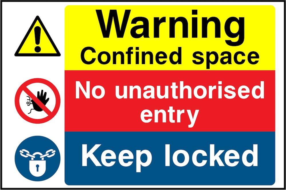 Warning Sign: Confined Space, Keep Locked | GQ Signs Ltd